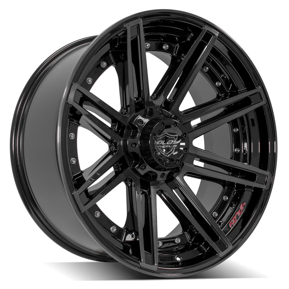 4P08 Off-Road Truck Wheel RAM-Dodge-Jeep-GM-Ford 22x10 Black -24 ET Set ...