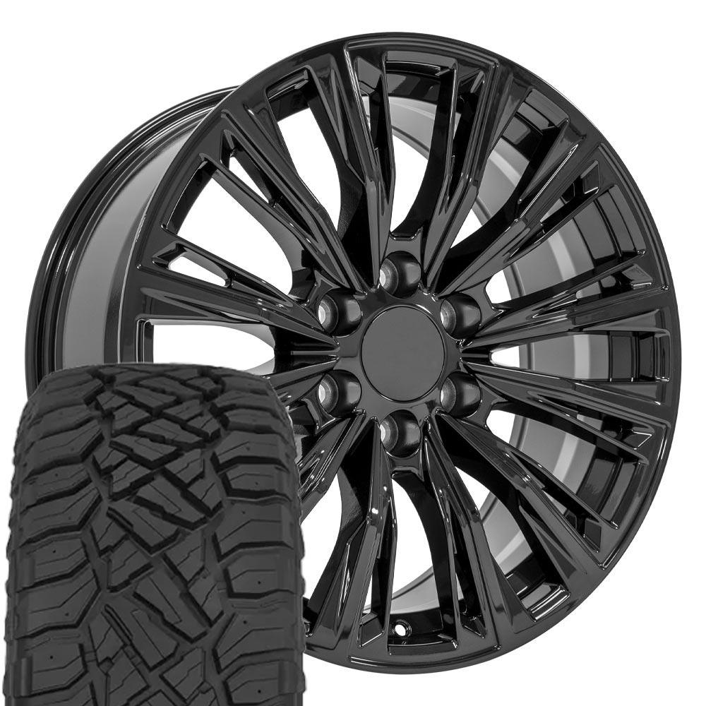 CA93 20x9 Gloss Black Escalade-V Series Replica Wheel Sailun Tire Set ...