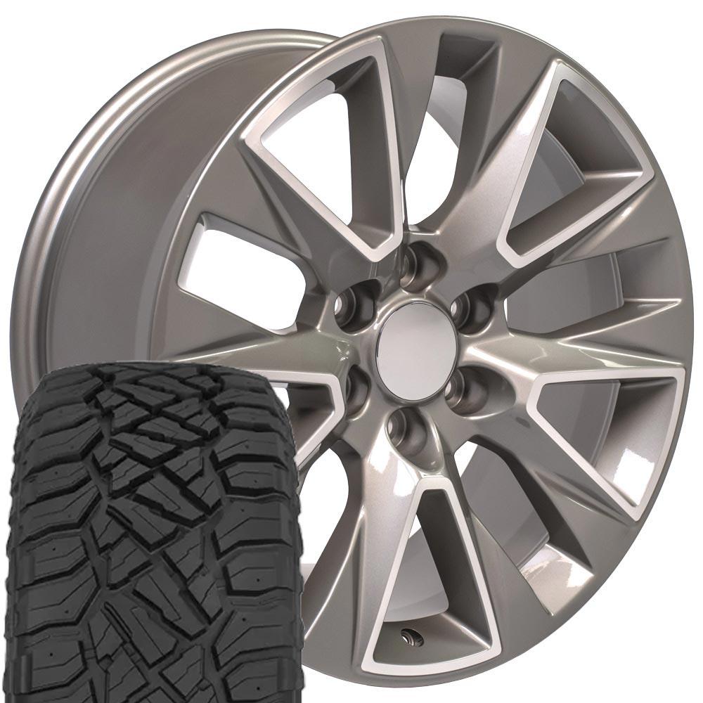 CV26 20x9 Silver Silverado 1500 LTZ Replica Wheel Sailun Tire Set – OE ...