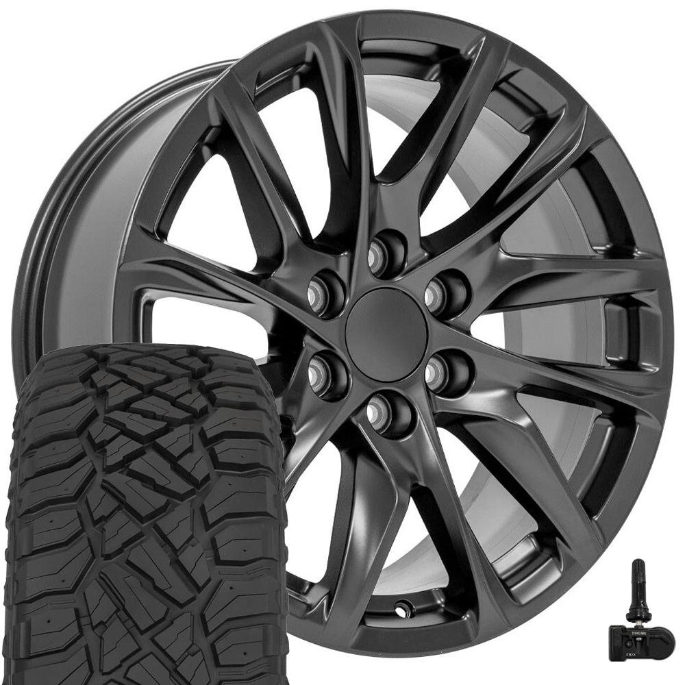 CA90 20x9 Satin Black Escalade Replica Wheel Sailun Tire TPMS Set – OE ...