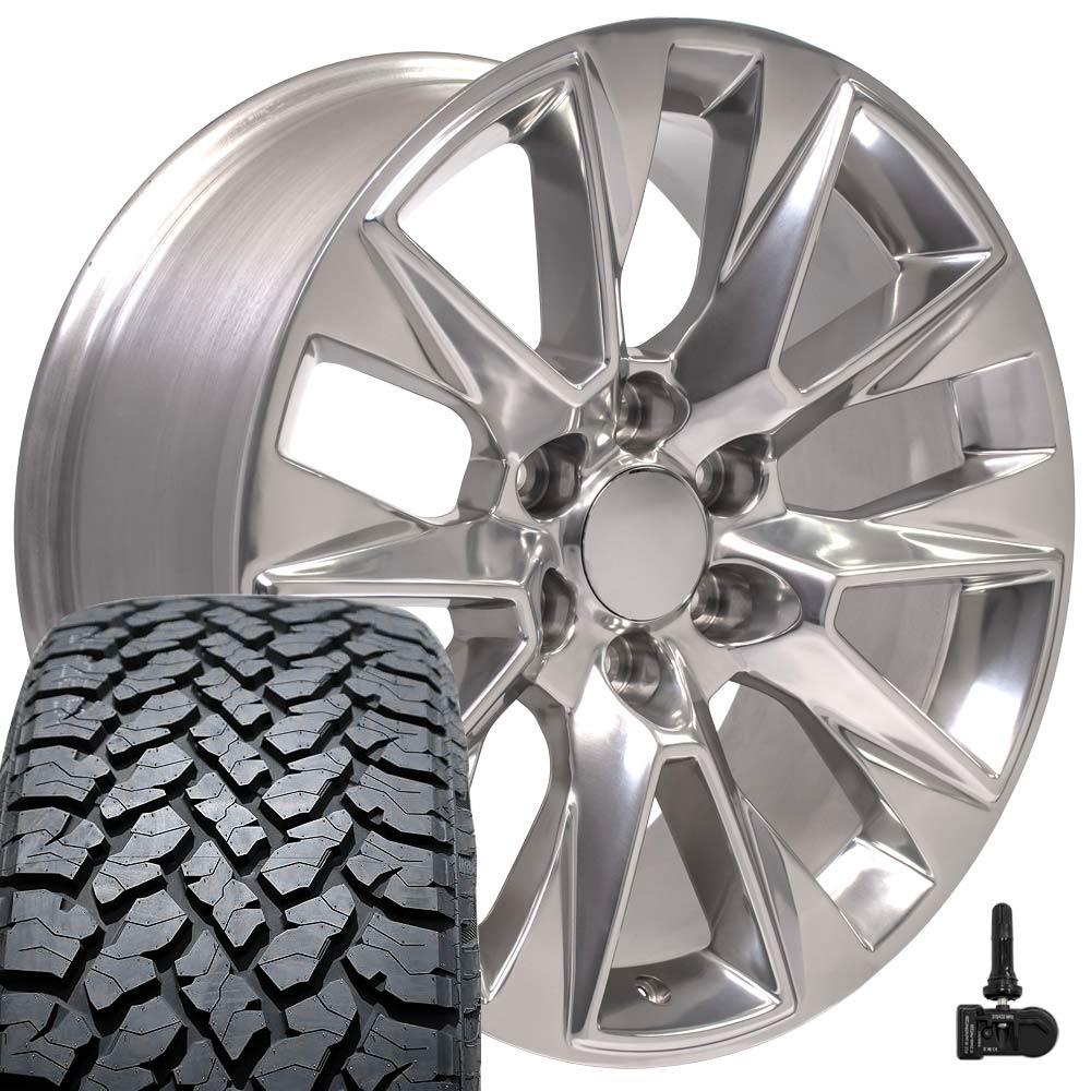 CV26 20x9 Polished Silverado 1500 LTZ Replica Wheel Tire TPMS Set TBB ...